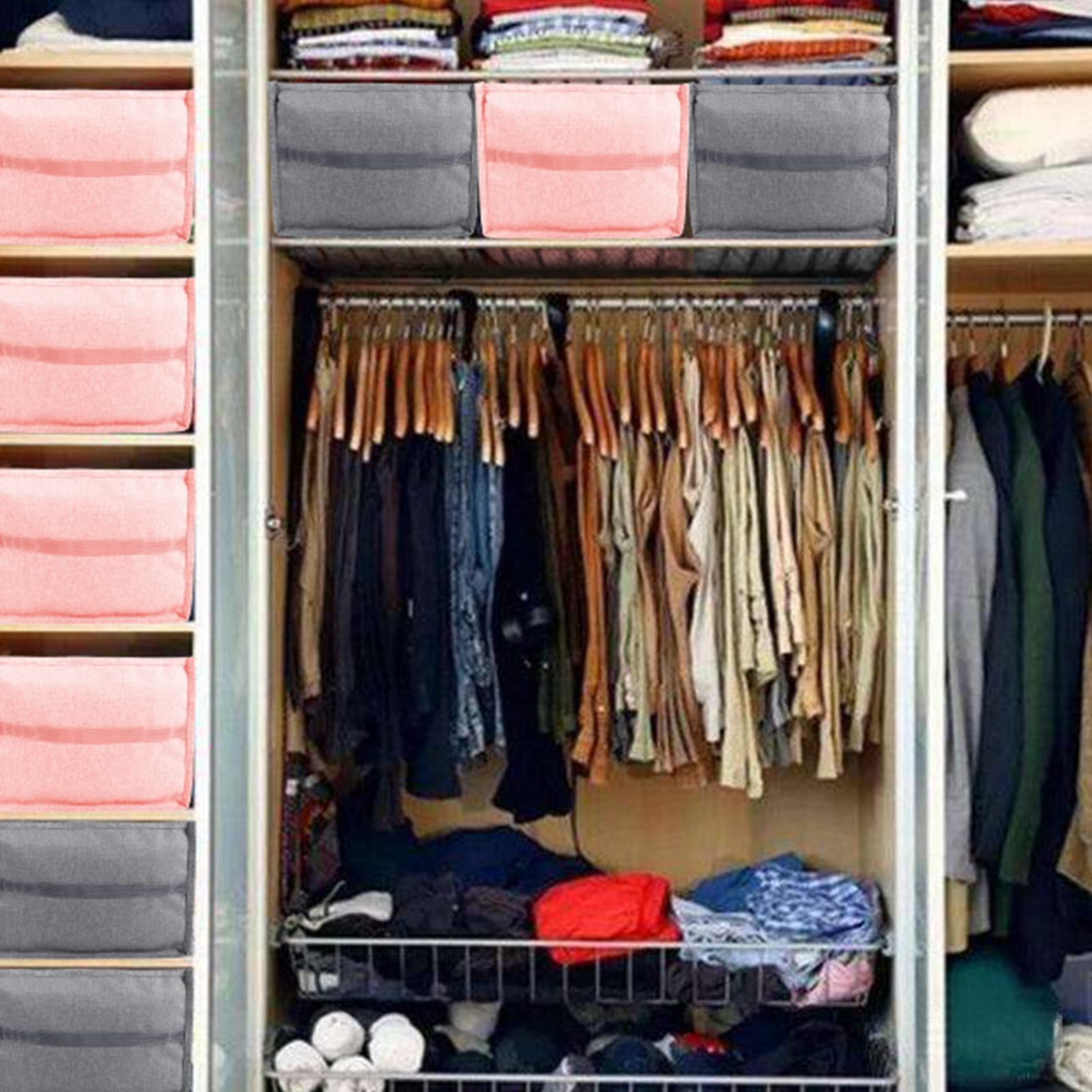 DOB SECHS Large 9 Grids Wardrobe Clothes Organizer, Upgraded Organizer for Folded Clothes, for Jeans, Underwear, Tight pants, Scarves, Sweater, T-Shirts, Dresses(Grey)
