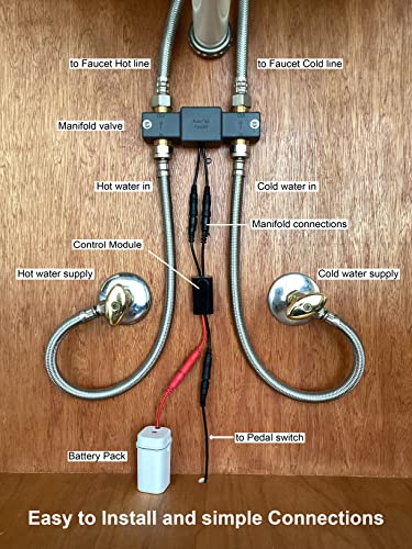 AutoTap AT400 Sink Pedal Faucet, Brushed Nickel, Instantaneous On/Off, Prevents Water Runoff, 8 Year Warranty