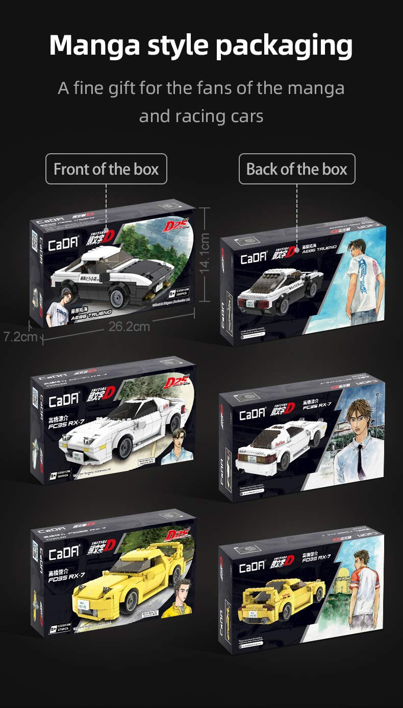dOMOb Toyota AE86 Trueno – Initial-D 25-th Anniversary – CADA Bricks Toys for 8+ Age Kids & Adults – Realistic Car Model 1:24 Simulated Build – 280 Bricks or Blocks – for Boys, Hobbyist, Collector