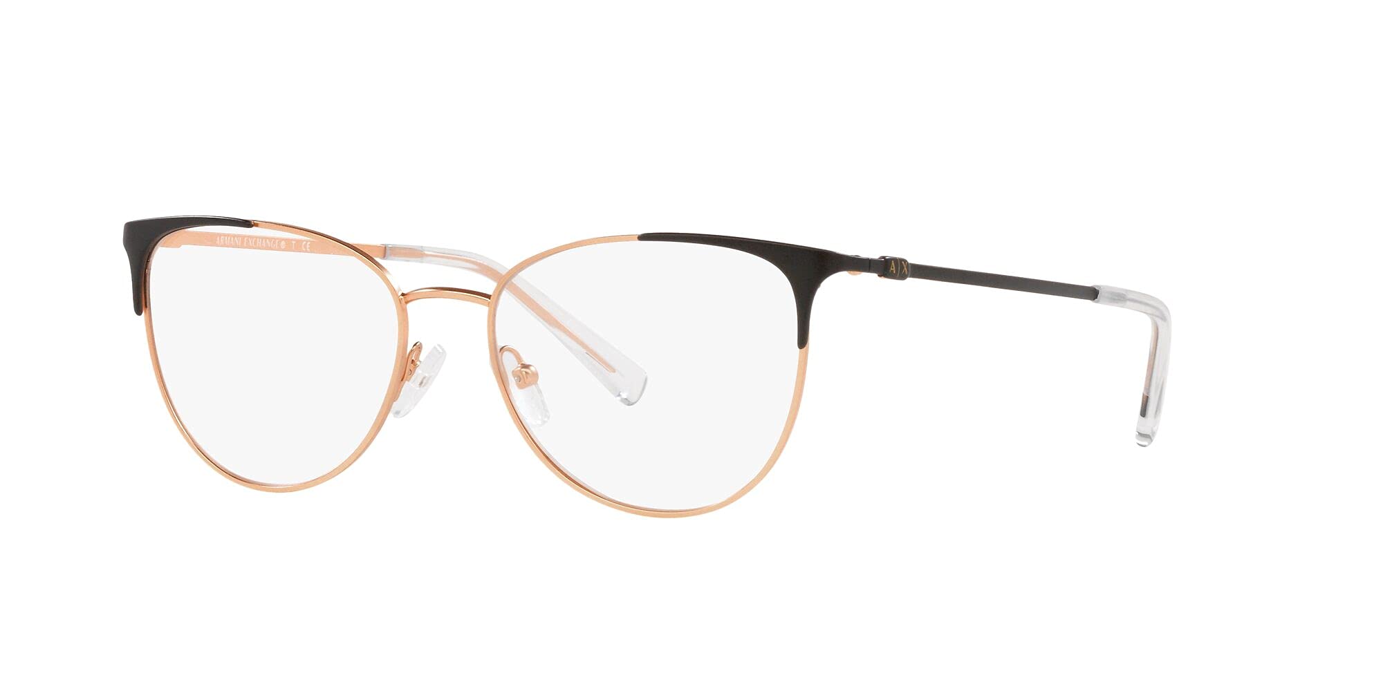 A|X ARMANI EXCHANGE Women's AX1034 Cat Eye Prescription Eyewear Frames, Matte Rose Gold/Black/Demo Lens, 52 mm