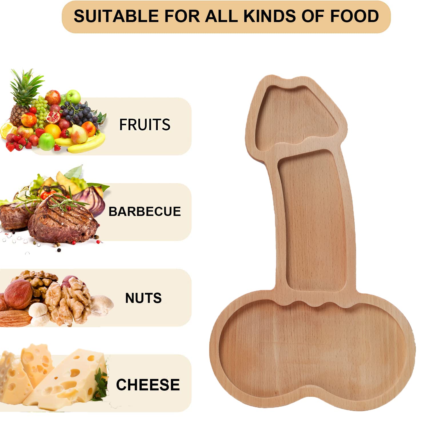 Funny Aperitif Board,Solid Wood Charcuterie Platter and Cheese Board,Novelty Kitchen Cutlery Wine Fruit Meat Cheese Platter,Ideal Bachelor Party Housewarming Bachelor Party and Gag Gift(15.8" Left)