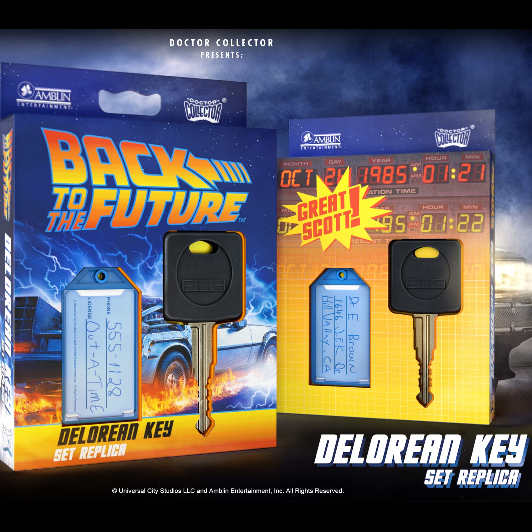 Doctor Collector Collectable Back to The Future Delorean Key Set Replica, Multicoloured