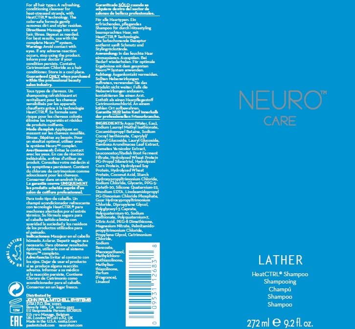 Neuro by Paul Mitchell Lather HeatCTRL Shampoo, Heat Care For All Hair Types, 9.2 Fl Oz