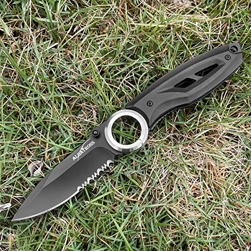 ALBATROSS Folding Pocket Knife for everyday use, 3" Blade, 4.5" Aluminum Handle, Liner Lock, Large Steel Ring Shaft, Orange Gift Box (BC)