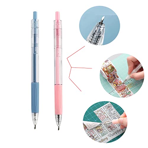 6pcs Knife Pens Craft Cutting Tools with BONUS 6pcs Refillable Tungsten Steel Cutter Head Refills, Retractable Craft Knife Pens Carving Pen Knife for DIY Drawing Scrapbooking Tools.