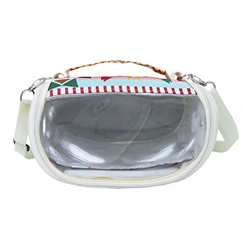 Wontee Small Pet Carrier Hamster Carrier Bag Portable Travel Carrier for Hamsters Mouse Baby Guinea Pig Hedgehog Sugar Glider Small Birds (M, Pink Ethnic)