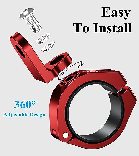 BRCOVAN Whip Light Flag Mount Solid Aluminium Alloy Light Bar Mounts Mounting Bracket Tube Clamp Fit on 1.5''/1.65''/1.75''/1.85''/2'' Roll Cage Bull Bar Roof Rack for ATV UTV Truck (Red)