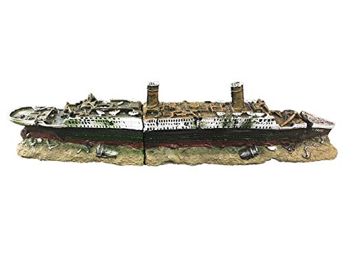 SLOCME Aquarium Titanic Shipwreck Decorations - Resin Material Ship Decorations,Fish Tank Sunken Ship Ornament Aquarium Environment Friendly Decorations
