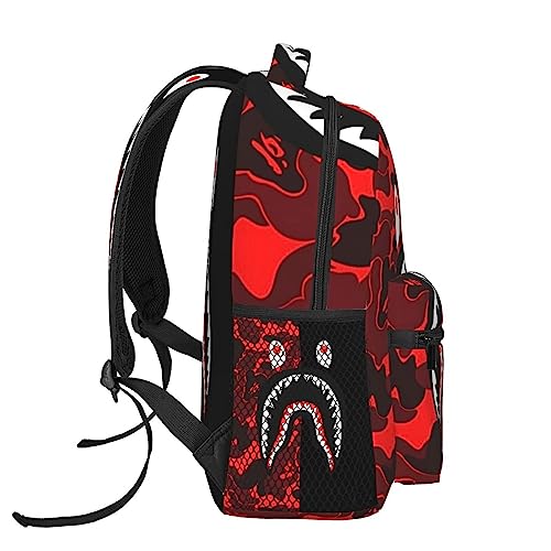 AIRPO 17inch Camo Shark Backpacks Camouflage 3D Print Large Capacity Laptop Daypack Lightweight Multiple Backpack Travel Shoulders Bag For Women Men