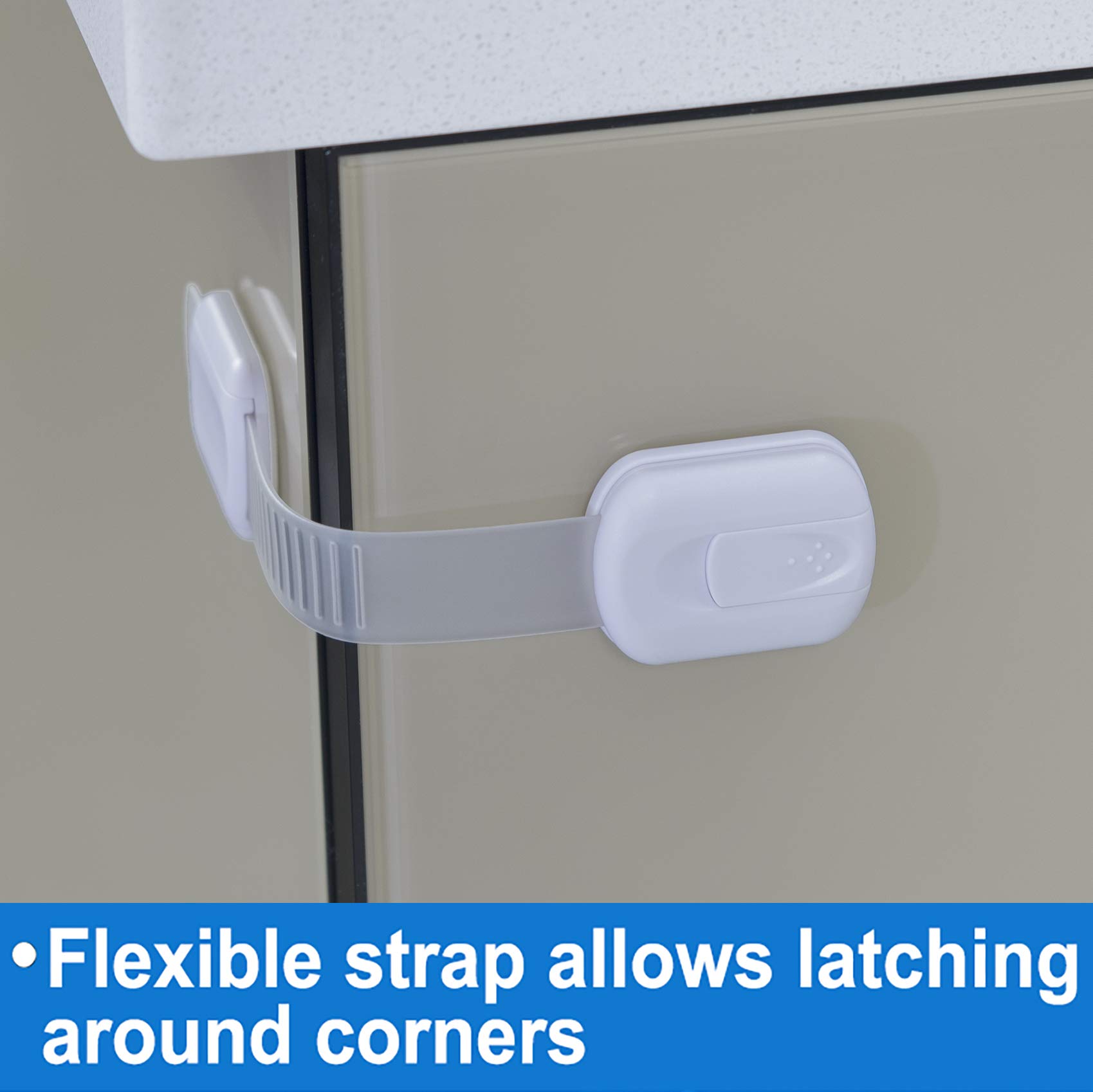 6PCS Premium Child Safety Strap Locks, Drawer Locks Baby Proofing, Refrigerator Lock Child Proof, Cabinet Locks for Babies, Childproof Cabinet Latches for Fridge, Toilet, Adhesive Latch No Drilling