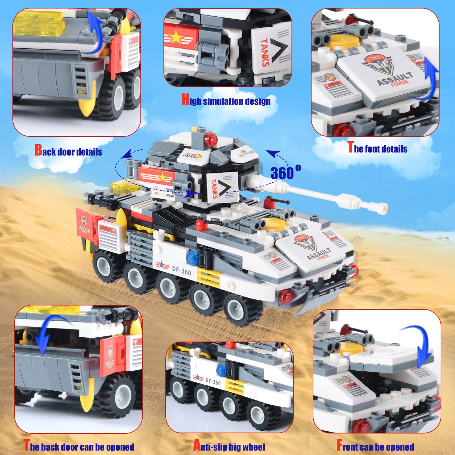 EP EXERCISE N PLAY City Military Armored Chariot Building Blocks STEM Toy Set, Age 6+, 932 Pieces