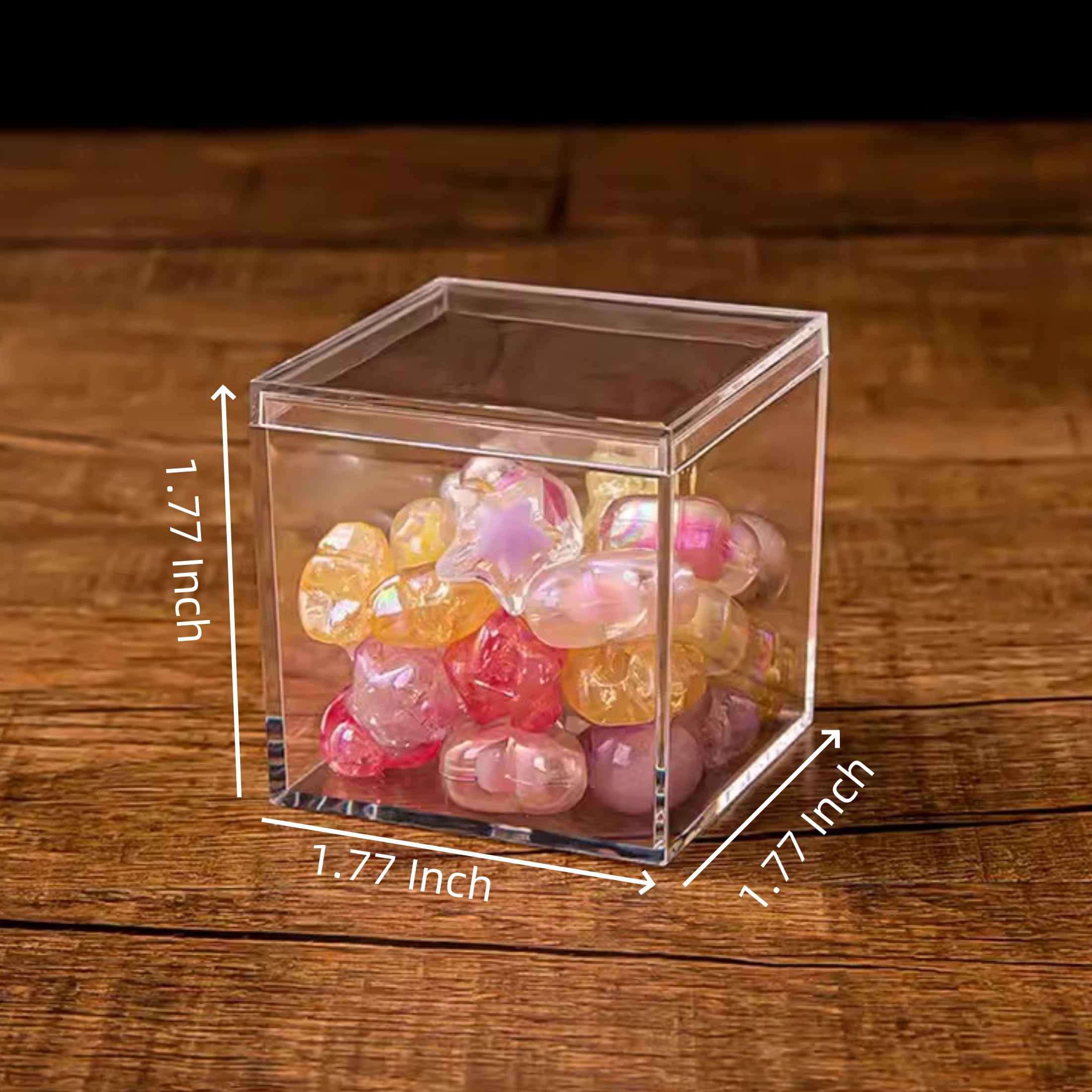 Small Acrylic Box, Clear Box with Lid 2 Pack Transparent Display Box Plastic Square Cube Containers Storage Box 3.7x 2.5x2.2 Inch for Candy Pill and Tiny Jewelry Storage Decorative Boxes