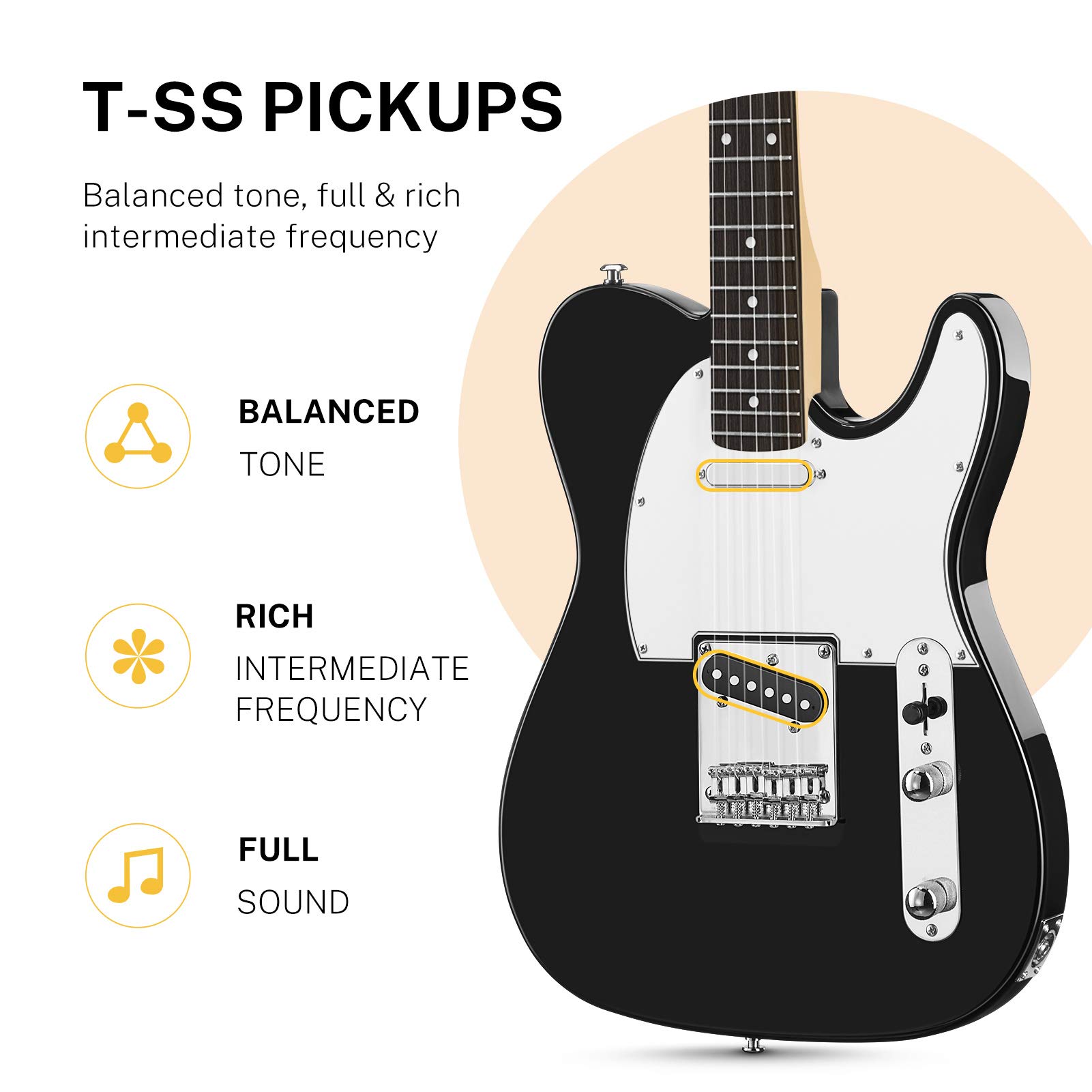 Donner 39 Inch TL Electric Guitar & 10W Guitar Amplifier, Electric Bass Guitar Amp Protable with APP Effector Input for Recording，Acoustic Guitar Combo Practice Amp Protable M-10 with Distortion Tone