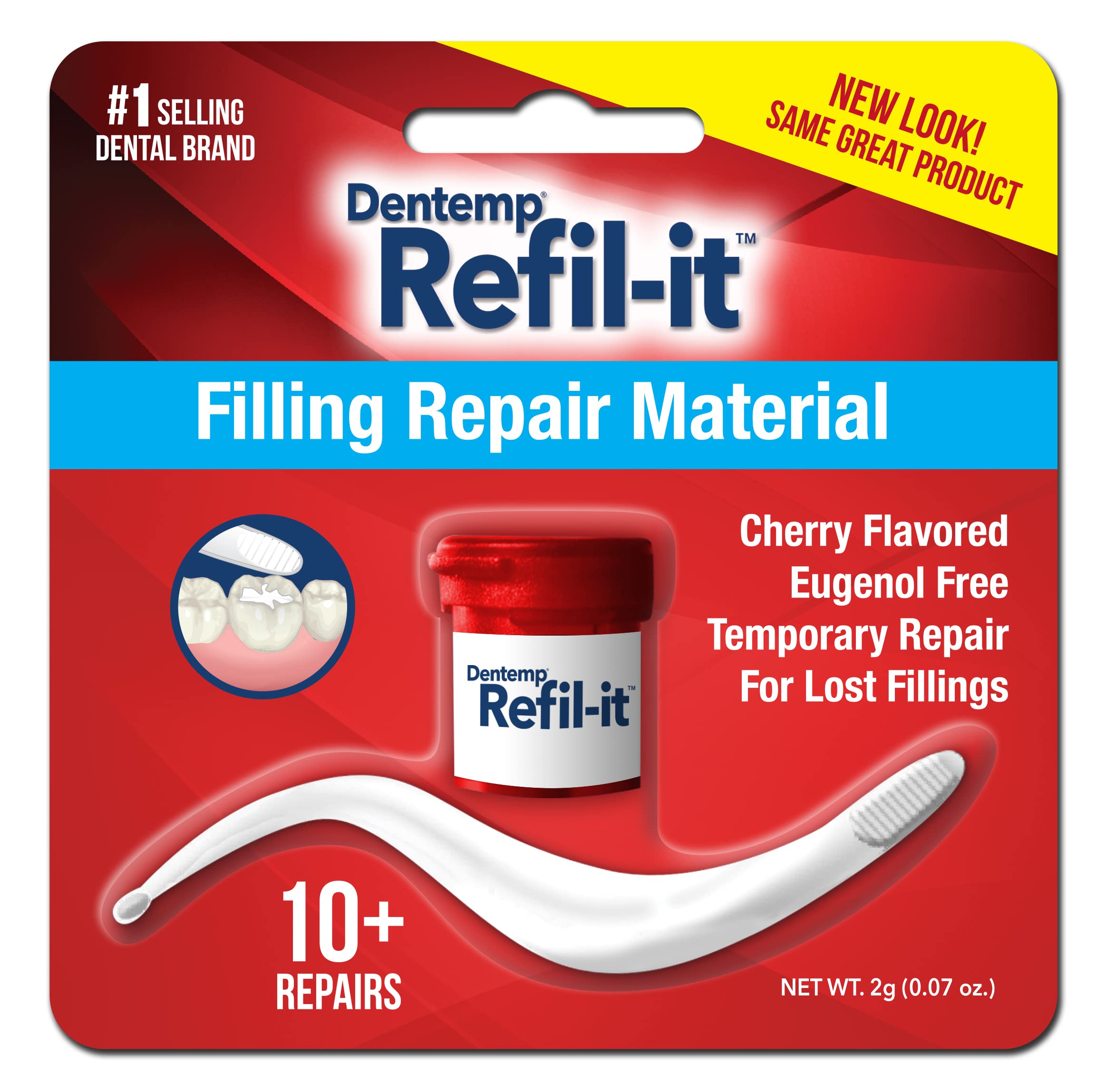 Dentemp Refil-It Filling Repair Material - Temporary Tooth Filling Kit (0.07 Oz) - Tooth Repair Kit for Instant Pain Relief - Long Lasting Tooth Filling