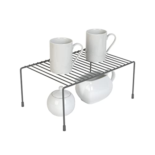 Smart Design Classic Storage Shelf – Medium (8.5 x 13.25 in.), Charcoal Gray – Steel Pantry Organizer with Rust-Resistant Finish and Non-Slip Feet for Easy Home Organization and Storage