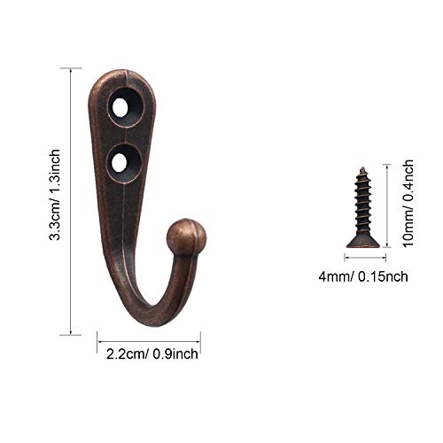 Woohome 80 PCS 4 Colors Wall Mounted Single Hook Double Hole Robe Hooks Coat Hooks and 160 PCS Screws for Hanging Key Hooks Jewelry