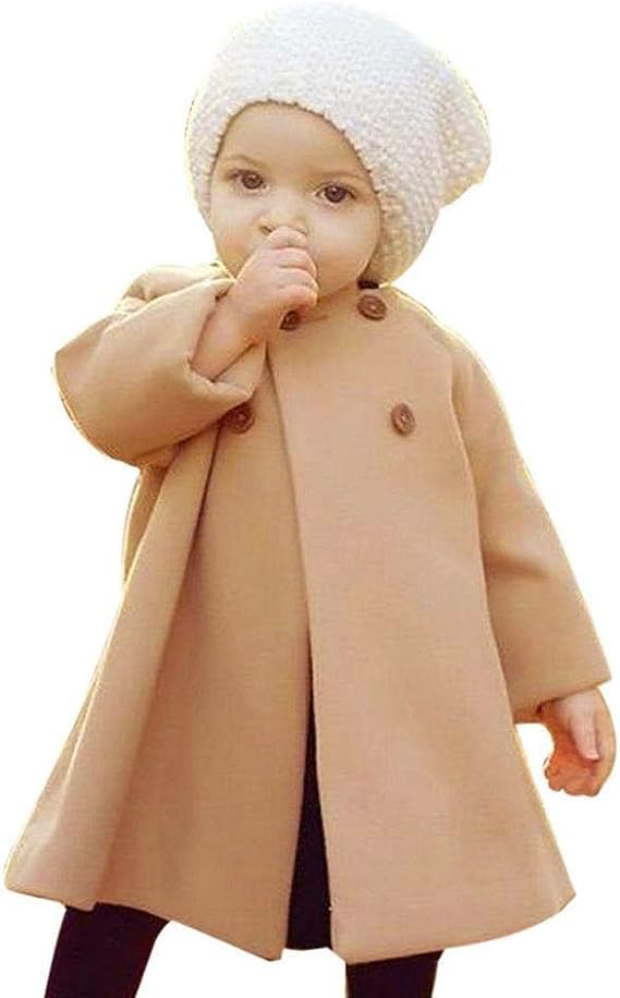 SWNONE Baby Coats Fall Winter Kid Baby Girl Cloak Button Jacket Clothes Baby Outwear Clothes (Khaki Coat, 12-18 m)