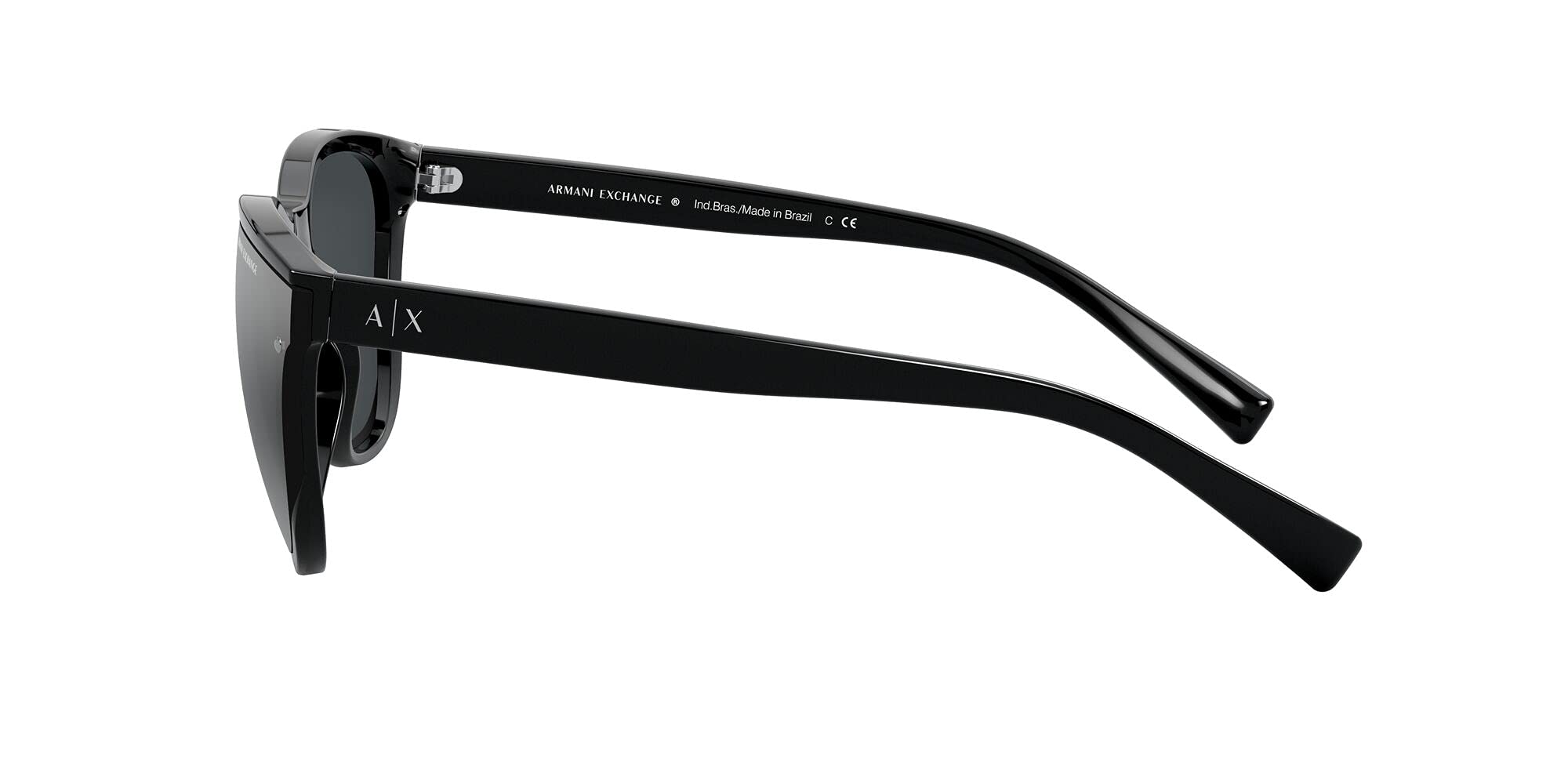 A|X ARMANI EXCHANGE Women's Ax4097s Square Sunglasses, Shiny Black/Light Grey Mirrored/Black, 60 mm