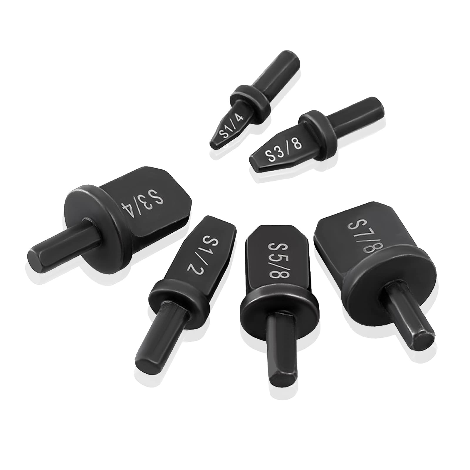 6Pcs Swaging Tool Drill Bit Set, Air Conditioner Soft Copper Tubing Flare Tool 7/8'', 3/4'', 5/8'', 1/2'', 3/8'', 1/4'' Bits