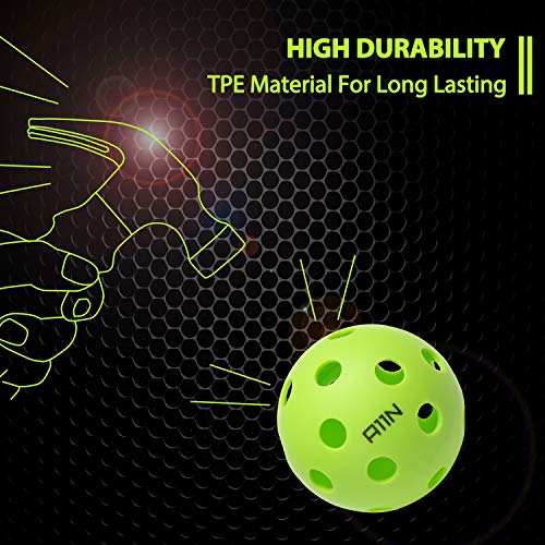 A11N Premium 26 Holes Indoor Pickleball Balls, Durable and High Visibility Ball, Special Design for Indoor Courts (6 &12 Packs Available)- Bright Green