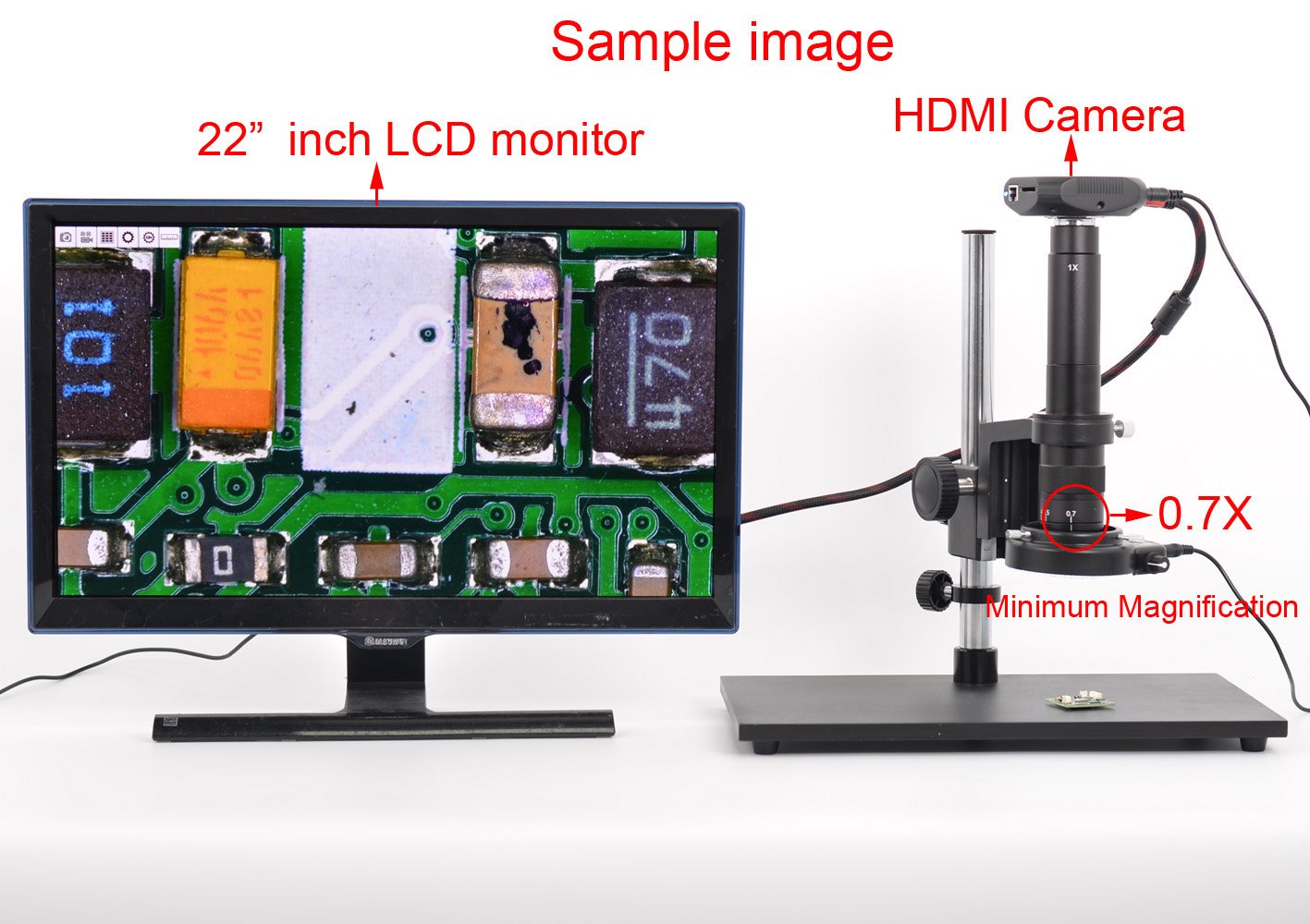 Monocular Big Heavy Duty Metal Boom Stereo Microscope Camera Table Stand Holder 50mm Ring +300X Zoon C-Mount Lens (300X Zoon Lens)