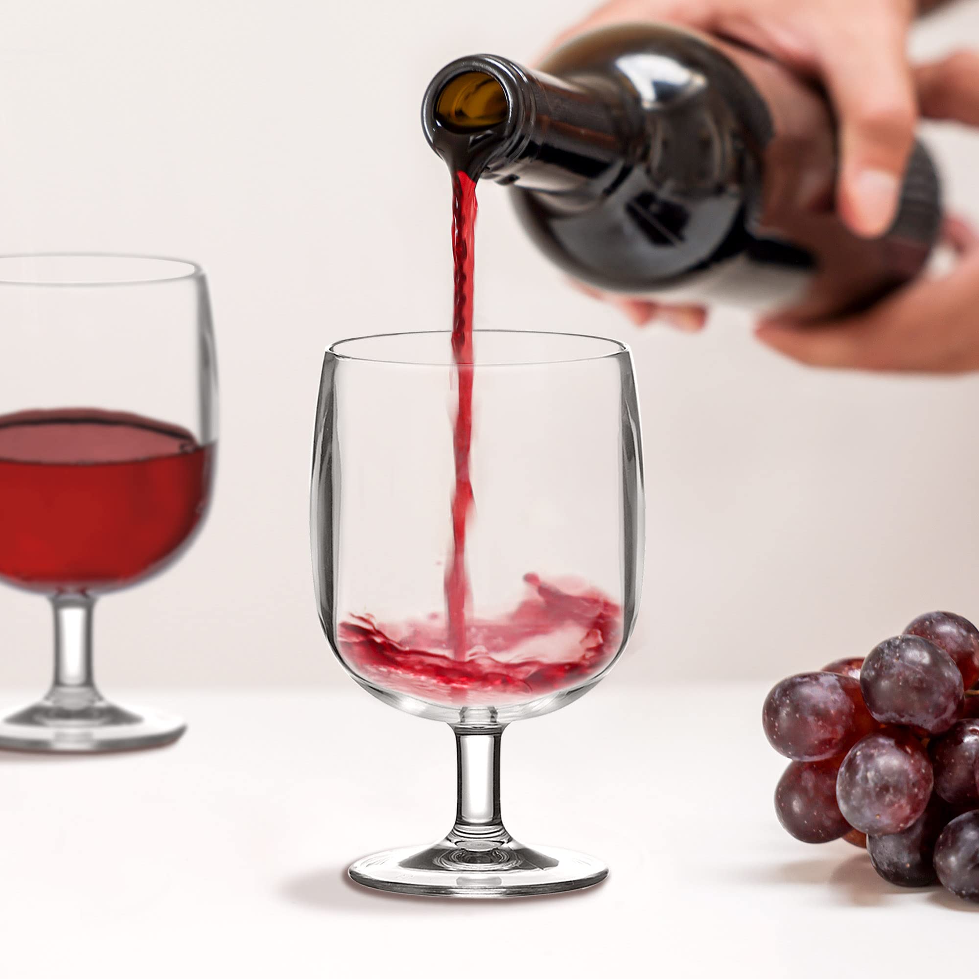 Amazing Abby - Stacy - 12-Ounce Stackable Plastic Wine Glasses (Set of 8), Reusable Plastic Wine Glasses, BPA-Free and Shatter-Proof, Perfect for Poolside, Outdoors, Camping, and More