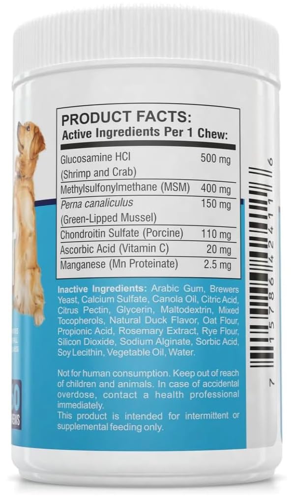 Dr. Orchard's Advanced Hip & Joint Chews - Duck Flavor- (60ct) Pain & Inflamation Relief with Glucosamine, Manganese, Chondroitin, MSM - Dog Chewable Supplement (60 Count)