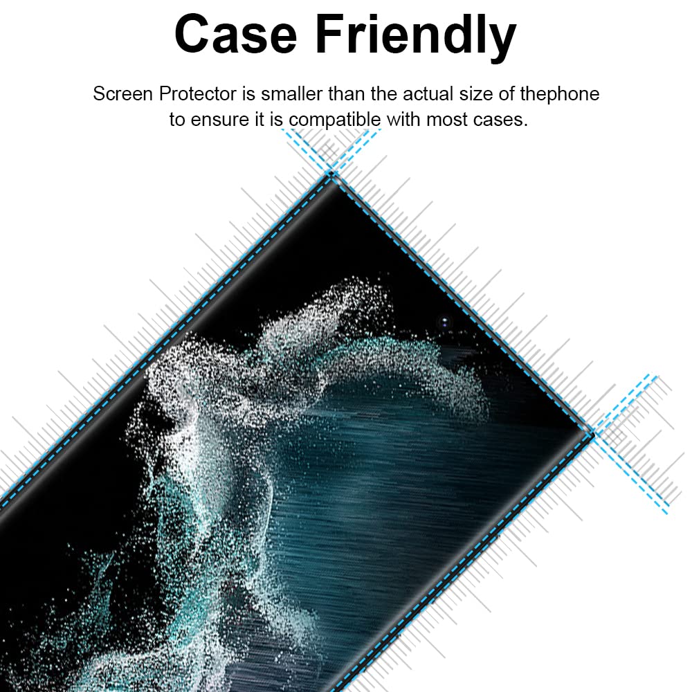3Pack 3D Curved Tempered Glass Screen Protector for Samsung Galaxy S23 Ultra 6.8" OSUKADE with 2Pack Camera Lens Protector Fully Support Fingerprint S Pen Easy Install [New Upgrade]