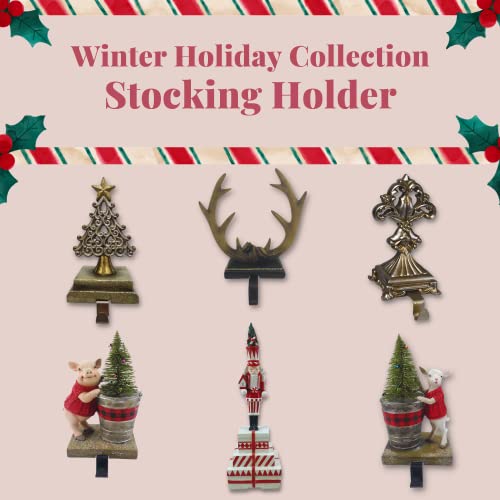 Comfy Hour Joyful Holiday Collection 9" Dog Stocking Hanger, Winter Christmas Decoration, Red, Set of 2, Polyresin