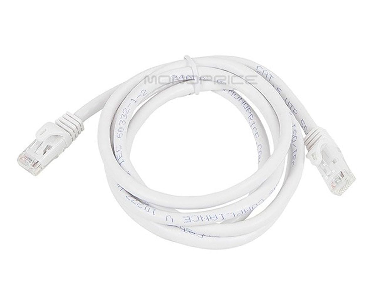 Monoprice Cat6 5ft White Patch Cable UTP 24AWG 550MHz Pure Bare Copper Snagless RJ45 Flexboot Series Ethernet Cable