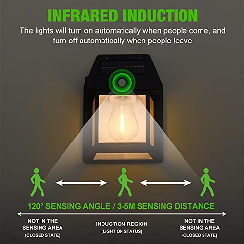 Solar Powered Outdoor Wall Lights, Sunrise and Sunset Motion Sensor, LED Exterior Wall Lights, Warm White Light, Fence, Three Lighting Modes, Exterior Front Porch Security Light Wall Ornament (White)