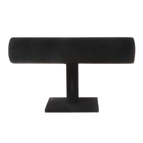 TENINYU Hovering T-Bar Bracelet Necklace Earring Bangle Pendants Anklet Tower Watch Key Jewelry Display Stand for Home Organization (Black Velvet)