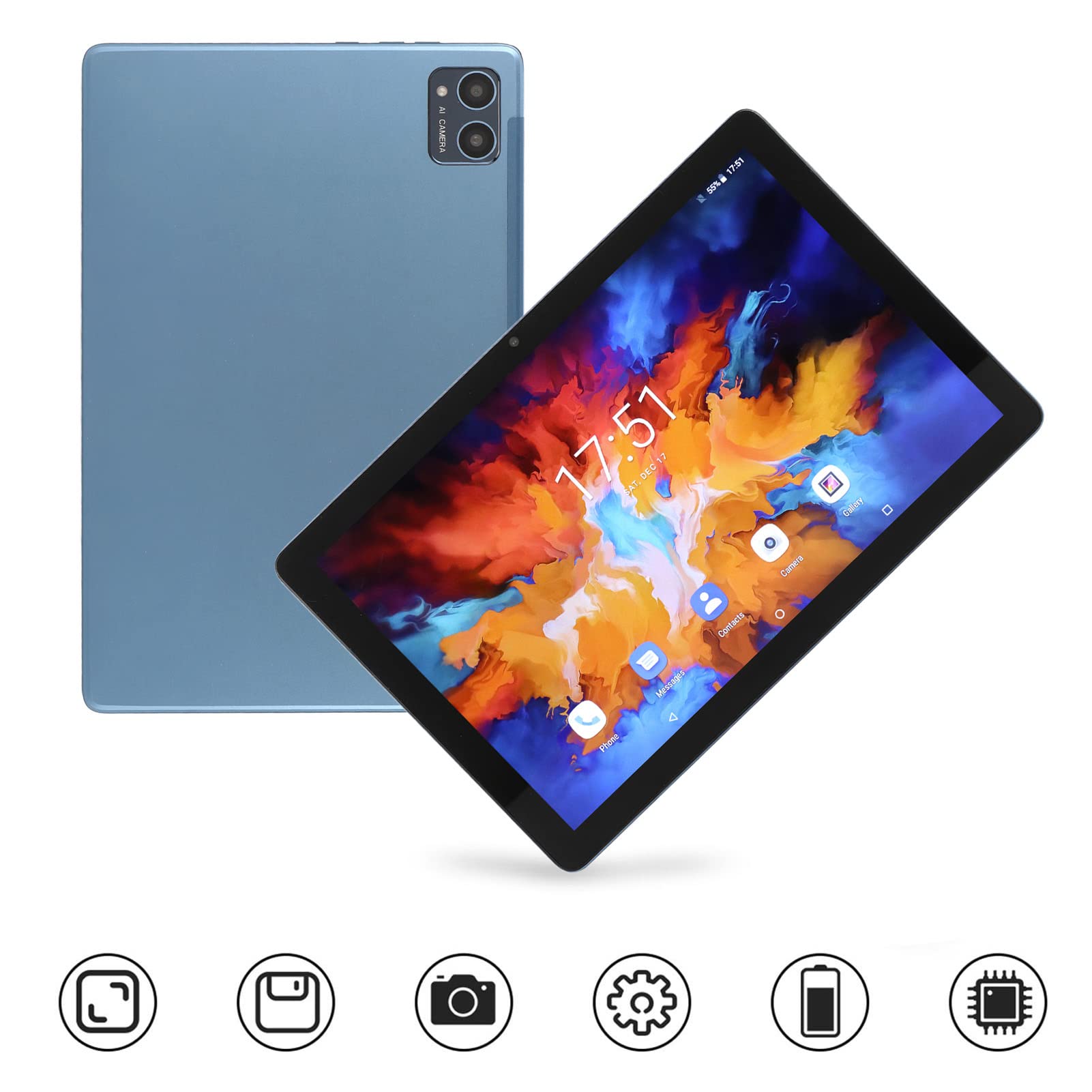 Aqur2020 Gaming Tablet, Blue 10.1in Tablet 100 to 240V 1920x1200 IPS 12GB RAM 256GB ROM for Home (US Plug)