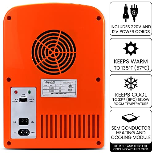 Coca-Cola Fanta FA04 4 Liter/4.2 Quarts 6 Can Portable Mini Cooler/Fridge for Food, Beverages, Orange