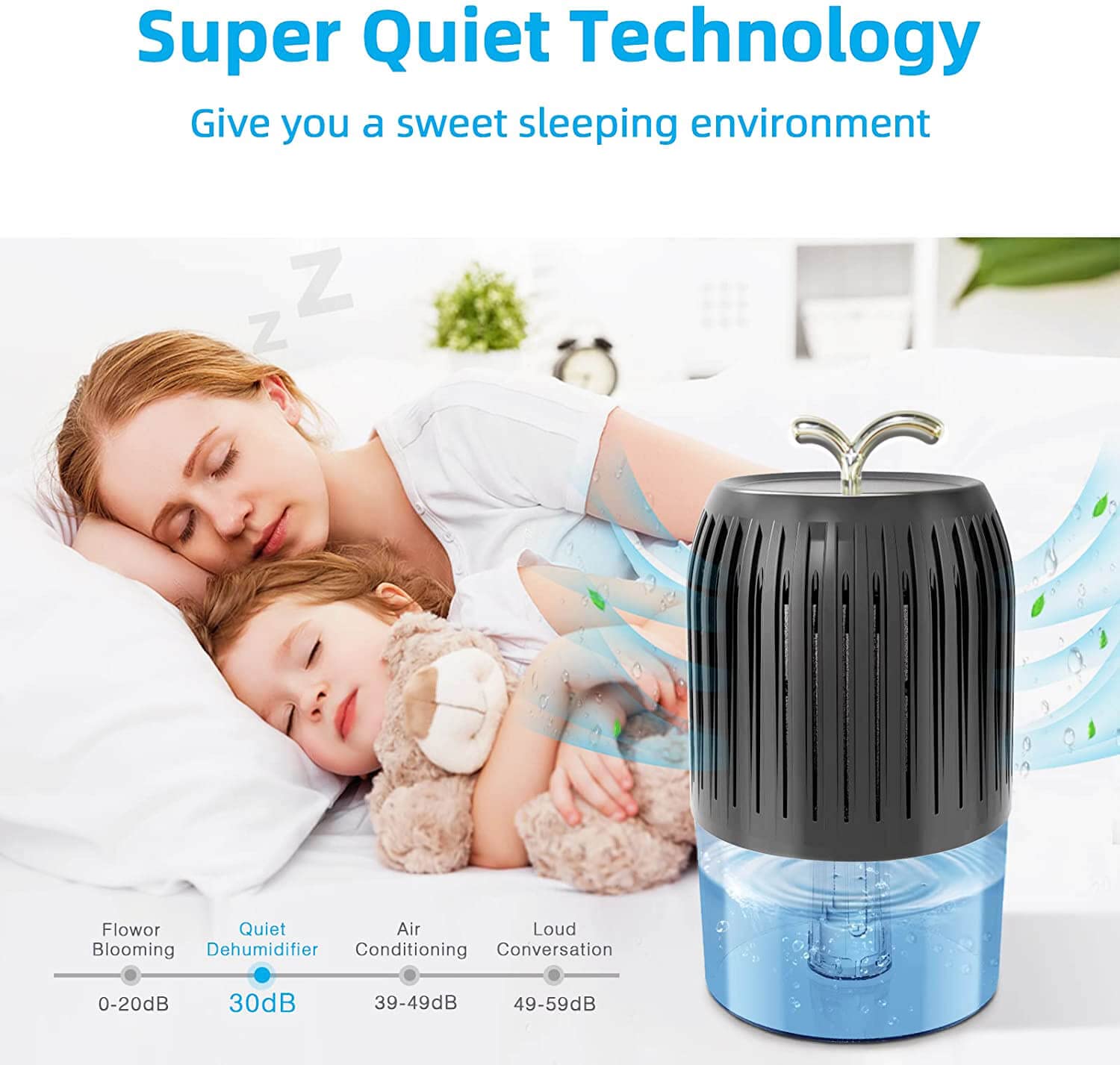 Donatello Small Dehumidifiers for Home, 35 OZ Ultra Quiet Dehumidifiers with 7 Color LED Light & Auto Shut Off, 280 sq.ft Mini Dehumidifiers for Bathroom Bedroom RV Closet Office Kitchen
