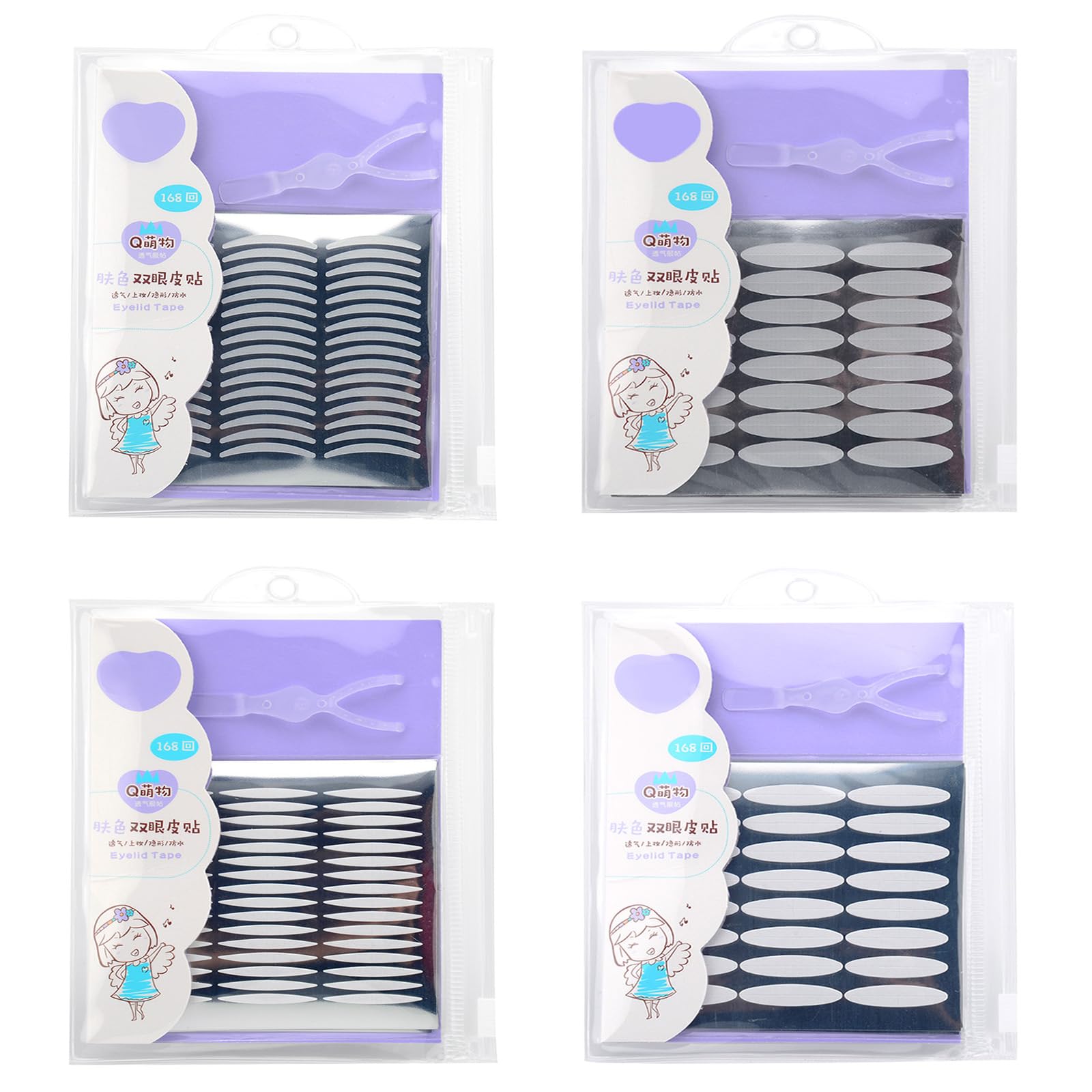 Eyelid Tape Lift Strips, 1344Pcs/4Pack Invisible One/Two Side Sticky Double Eyelid Tape Stickers, Medical Fiber, Instant Eyelid Lift No Surgery Perfect for Hooded, Droopy, Uneven, Mono-Eyelid