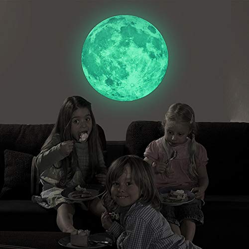 Kiddale Glow in The Dark Moon 30cm Glowing Luminous Wall or Ceiling Art Stickers Removable Adhesive Wall Decal for Kids Bedroom