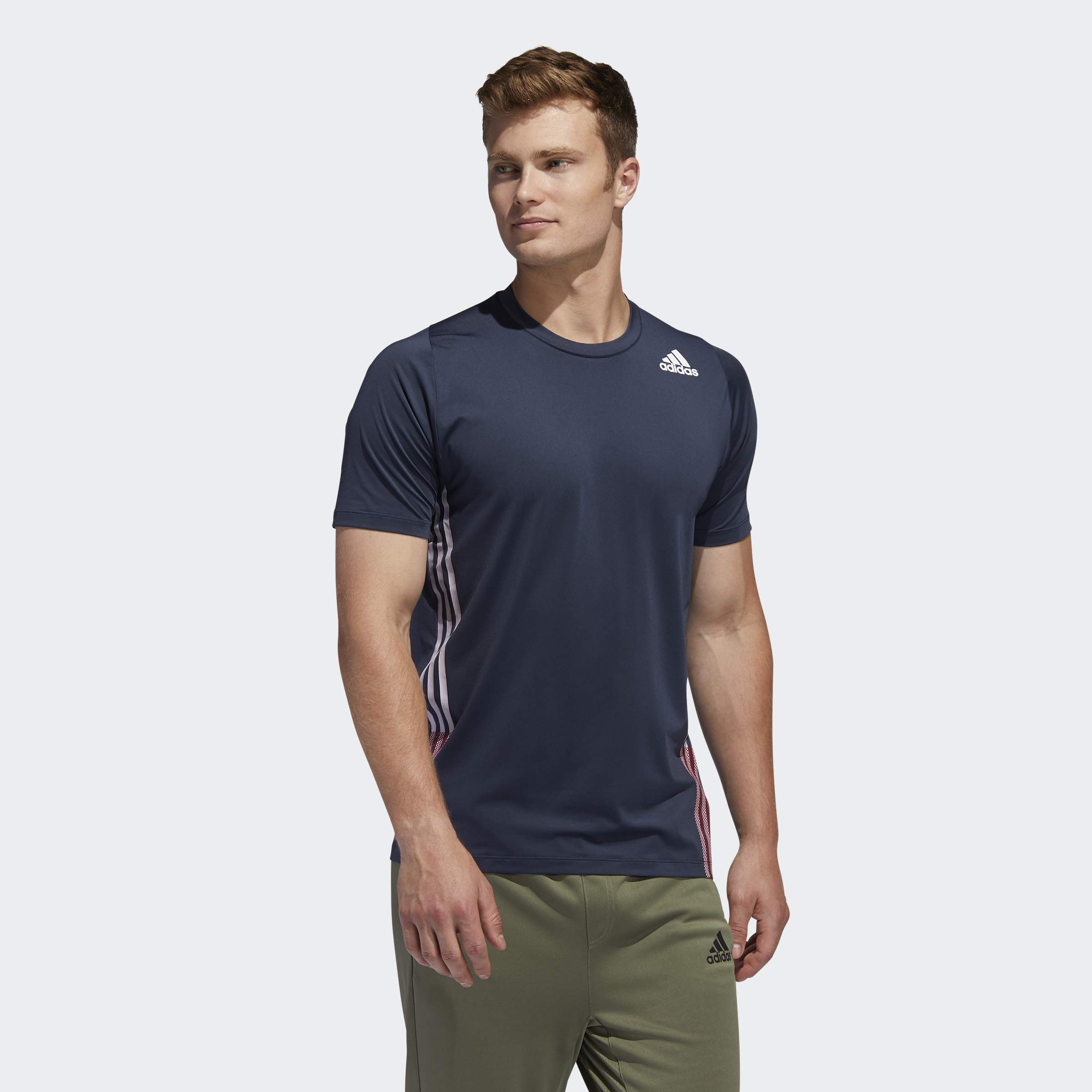 adidas Men's FreeLift Fitted 3-Stripes Training Tee, Black, X-Large