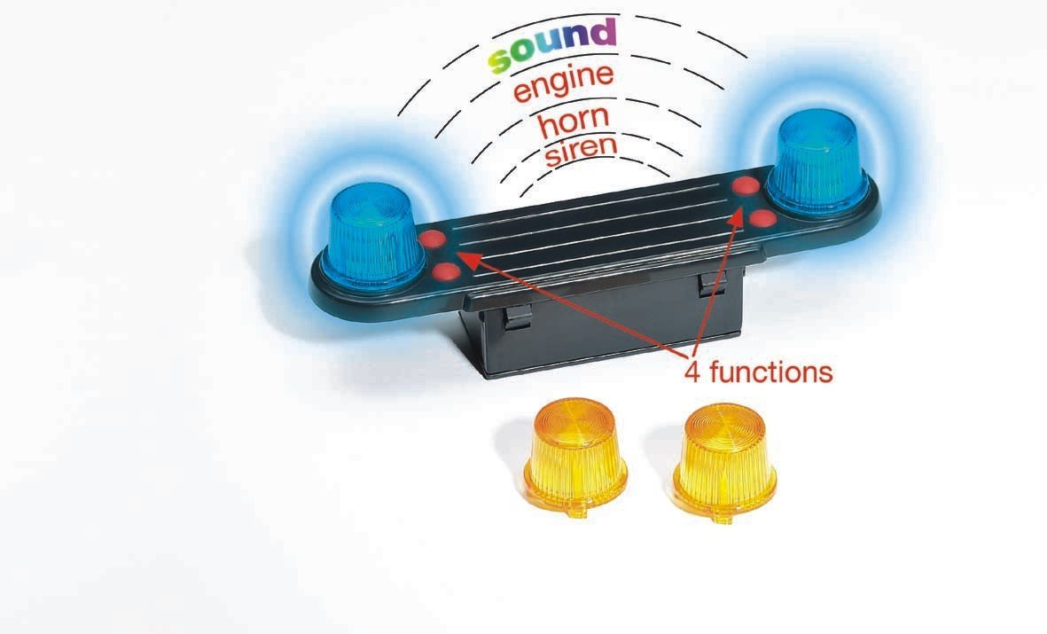 Bruder Toys - Attachable Realistic Light and Sound Module with 4 Different Siren Functions (Police Yelp, Engine Noise, Police Siren, and Fire Engine) - Ages 4+