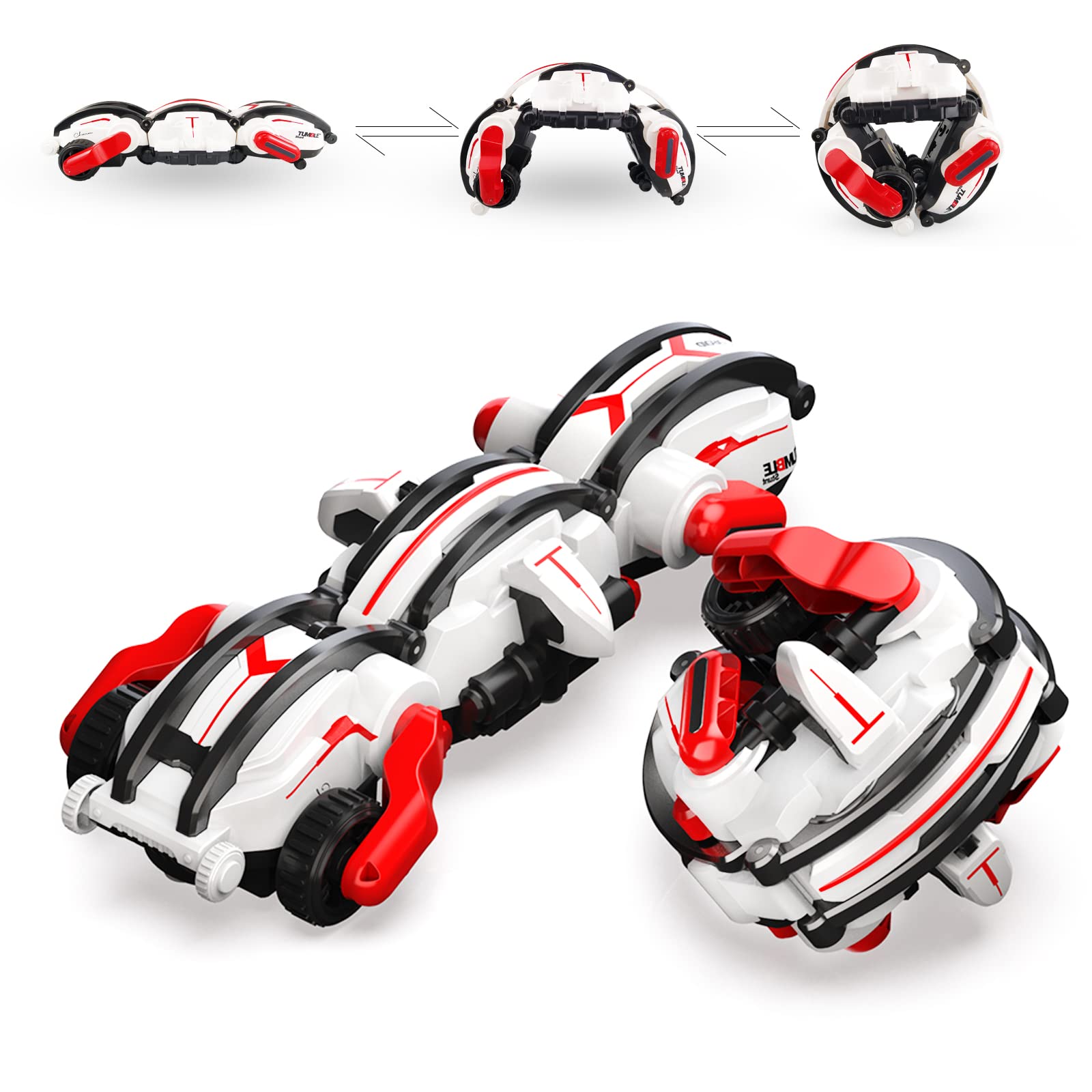 HCTENGIINE Birthday Graduation for Girls Boys Gifts Outdoor Summer Toys Remote Control Snake, RC Stunt Snake 360° roll Snake Toy，2 Batteries for 30+min ，Toys for 6+ Teen Girls, Red