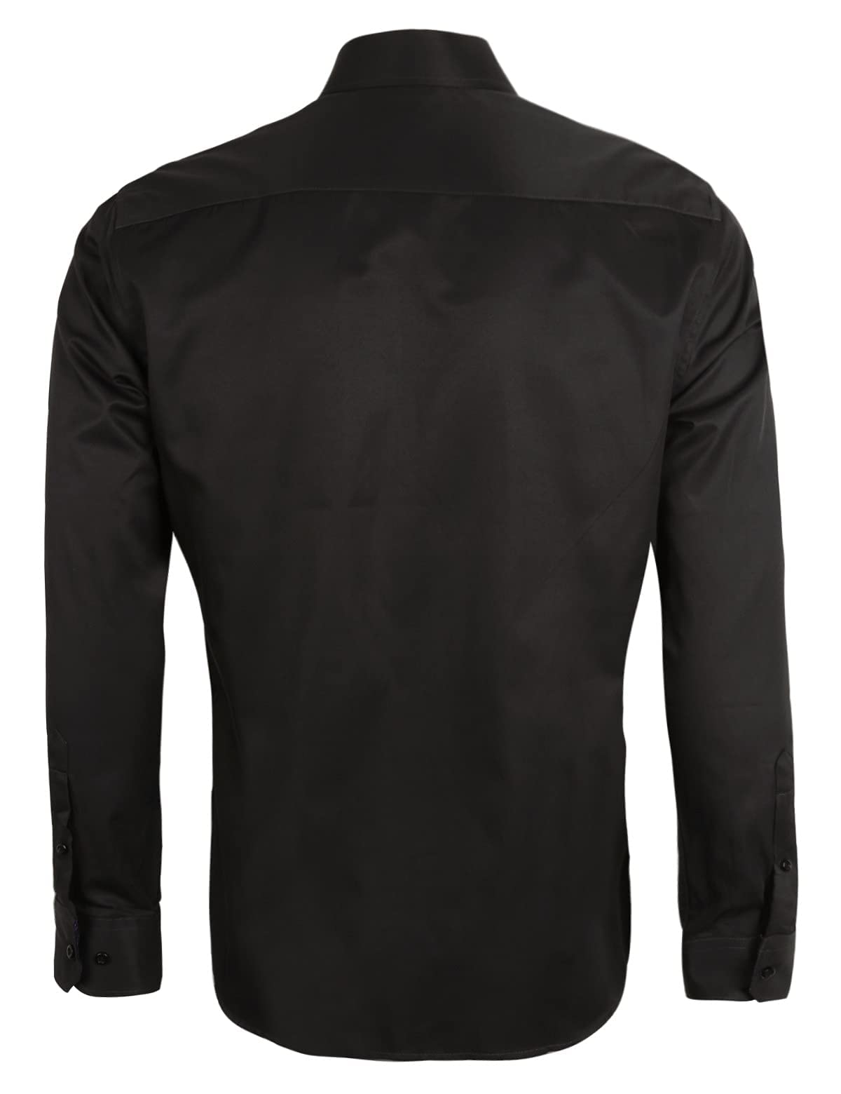 Alizeal Men's Business Slim Fit Dress Shirt Long Sleeve Patchwork Button-Down Shirt, Black and Dark Green-L