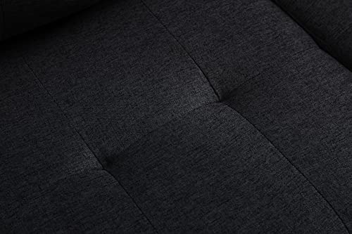 BIADNBZ Modern Sectional Sofa Set with Reversible Chaise Lounge,2 Pillows and Cup Holders,4-Seat L-Shaped Upholstered Couch for Living Room Office Apartment, Black