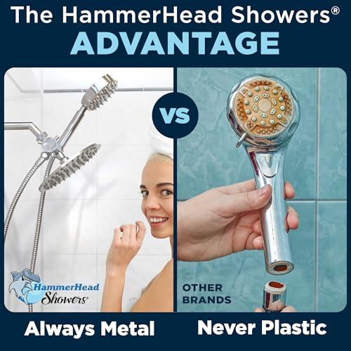 ALL METAL Dual Shower Head Combo – CHROME - 8 Inch Rainfall High Flow Shower Head & Handheld Shower Head High Pressure with Hose 6ft - Hotel-like Luxury Double Shower Heads with Rain Shower Sprayer