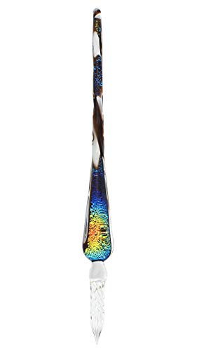 Xiaoyu Glass Dip Pen Vintage Handmade Glass Signature Pen Starry Sky Crystal Dip Sign Pen Gift Calligraphy Pen - E