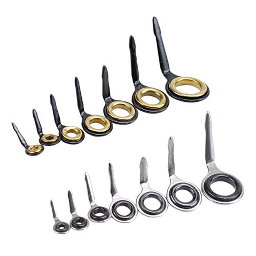 AFANGMQ 14pcs Set Mixed Sizes Fishing Rod Eyes Guides Line Rings Pole Tip Top Set Spinning Casting Rod Repair Kit Accessories Pesca
