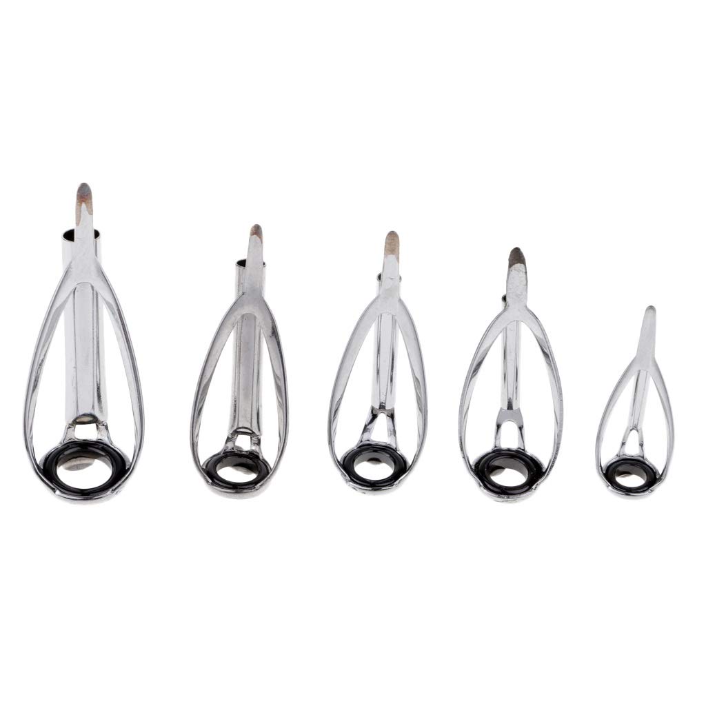AFANGMQ 5 Pieces Fishing Rod Tip Top Repair Kit SIC Eye Ring Spinning Rod Pole Guides Tip Kit 5 Mixed Sizes