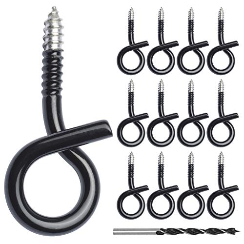 WOW Design Q-Shape/Easy Release Open loop Vinyl Coated Screw-In Outdoor wiring&Holiday lights/Christmas Lights Hanger Hooks (24 PCS-Black)
