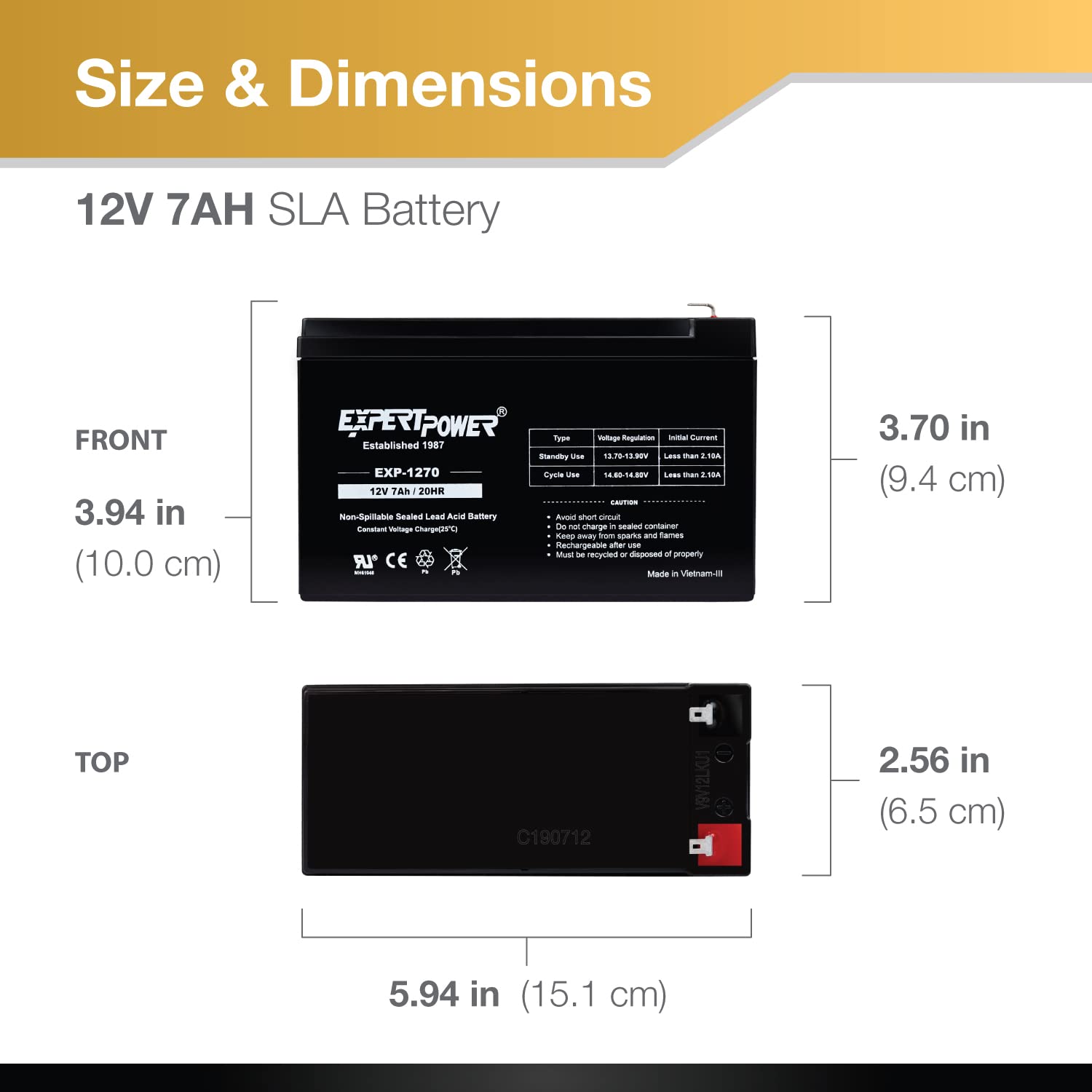 ExpertPower 12v 7ah Rechargeable Sealed Lead Acid Battery || EXP1270|| Replaces APC Back-UPS ES 500 VA, BE500C, BE500U (8 Pack)