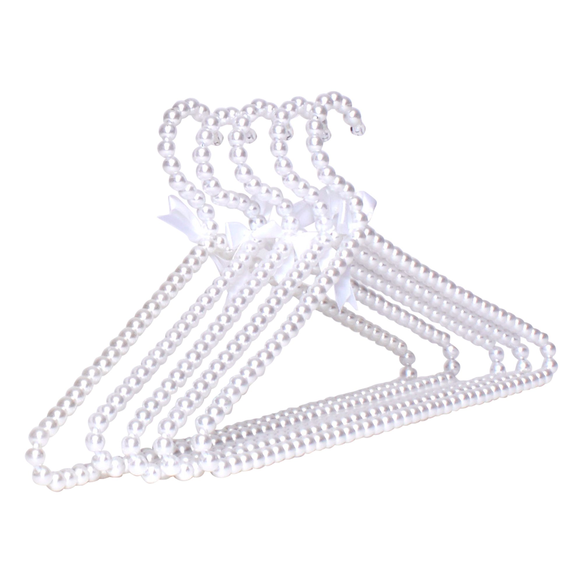 Concepts Premium 5-pack heavy duty pearl With White Ribbon Trim Hangers- For Wedding and Engagement Gowns - Slim Design Also Can Be Used For Suits Shirts