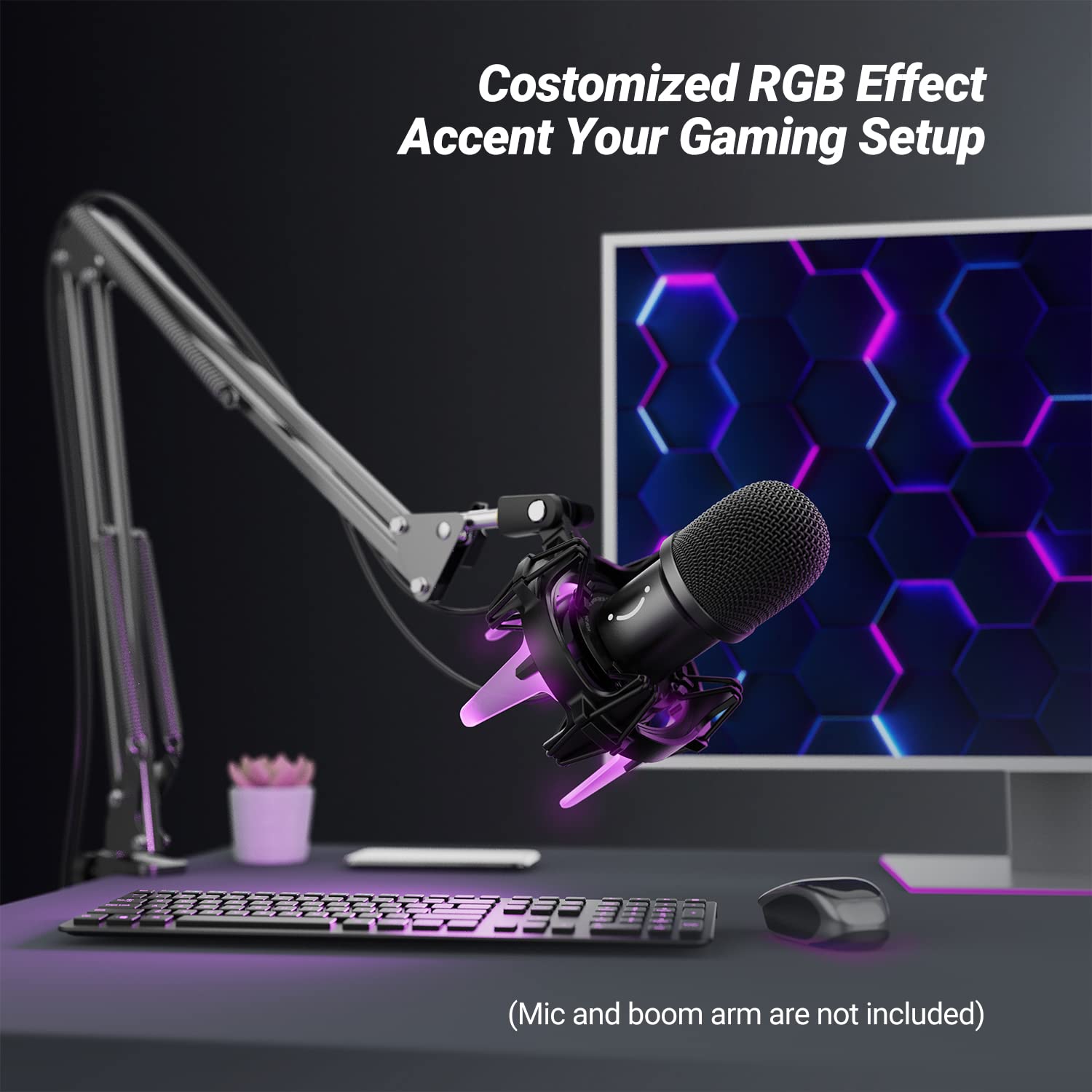 FIFINE RGB Microphone Shock Mount for Vibration Isolation, Easy Mic Holder, Compact Protection - SK78